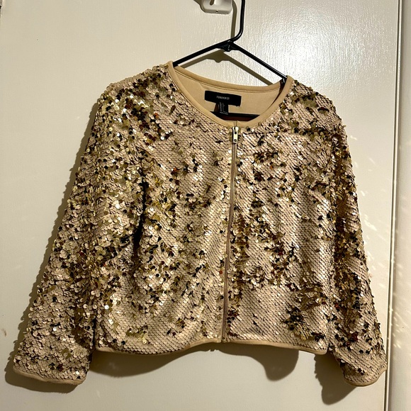 Forever 21 | Jackets & Coats | Gold Sequin Jacket Large | Poshmark